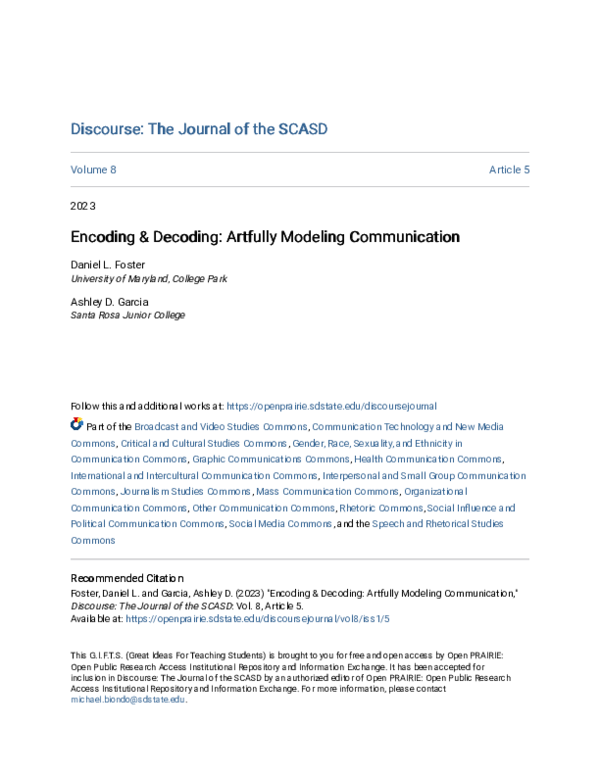(PDF) Encoding & Decoding: Artfully Modeling Communication Encoding ...