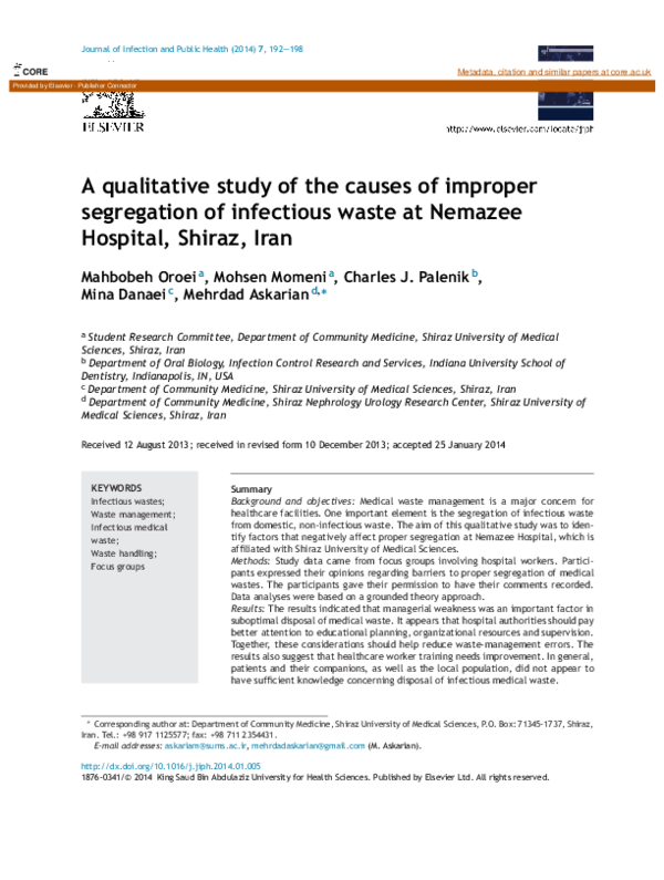 (PDF) A qualitative study of the causes of improper segregation of ...