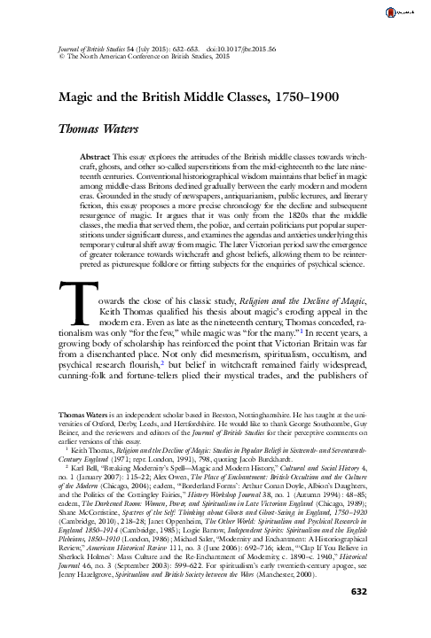 (PDF) Magic and the British Middle Classes, 1750–1900