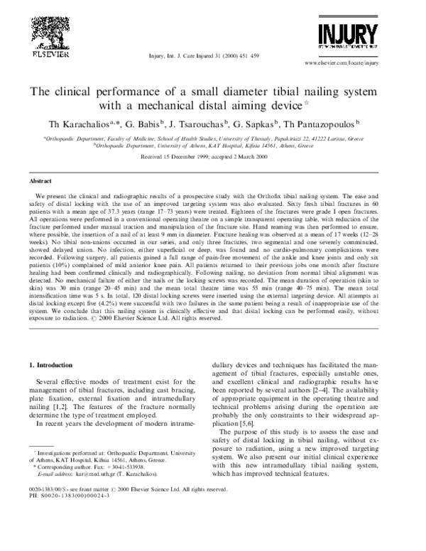 (PDF) The clinical performance of a small diameter tibial nailing ...
