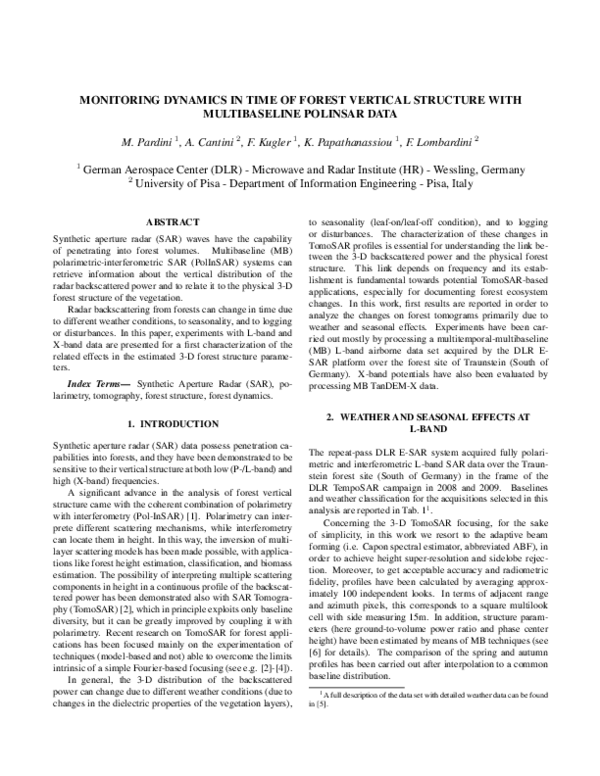 (PDF) Monitoring dynamics in time of forest vertical structure with multibaseline PolInSAR data