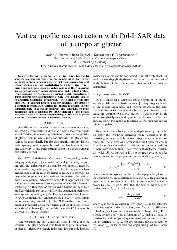 (PDF) Vertical profile reconstruction with Pol-InSAR data of a subpolar glacier | Konstantinos ...