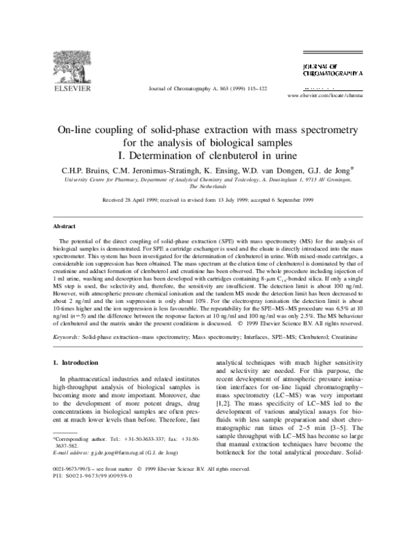 (PDF) On-line coupling of solid-phase extraction with mass spectrometry ...