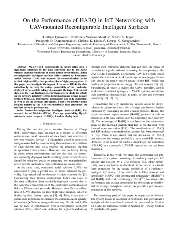 (PDF) On the Performance of HARQ in IoT Networking with UAV-mounted Reconfigurable Intelligent ...