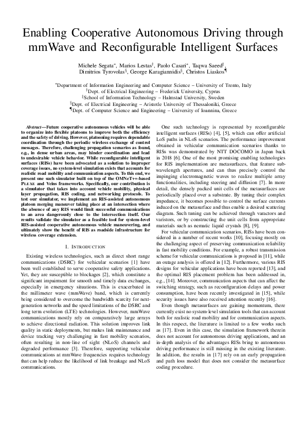 Pdf Enabling Cooperative Autonomous Driving Through Mmwave And