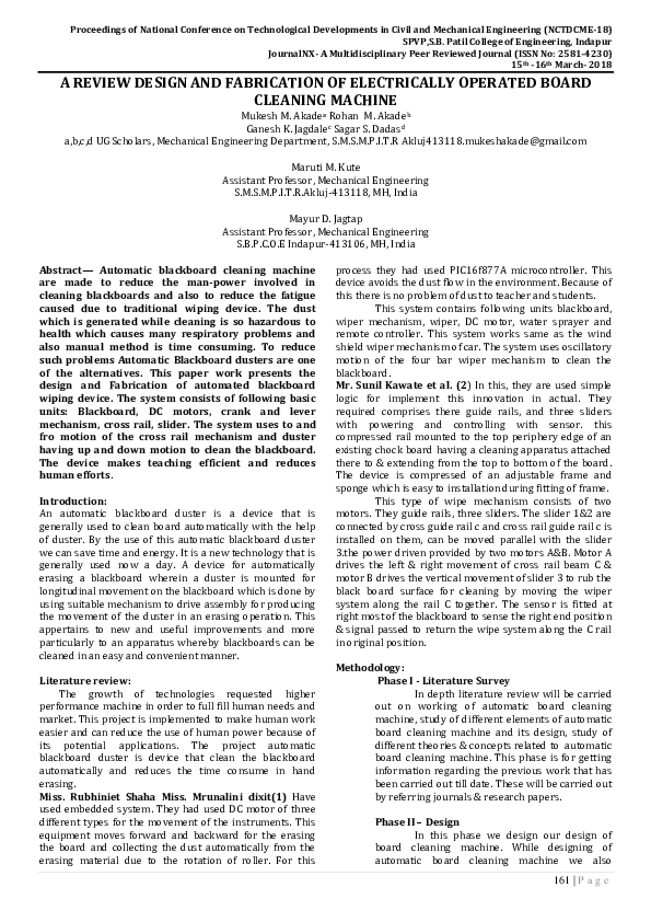 (PDF) A Review Design and Fabrication of Electrically Operated Board ...