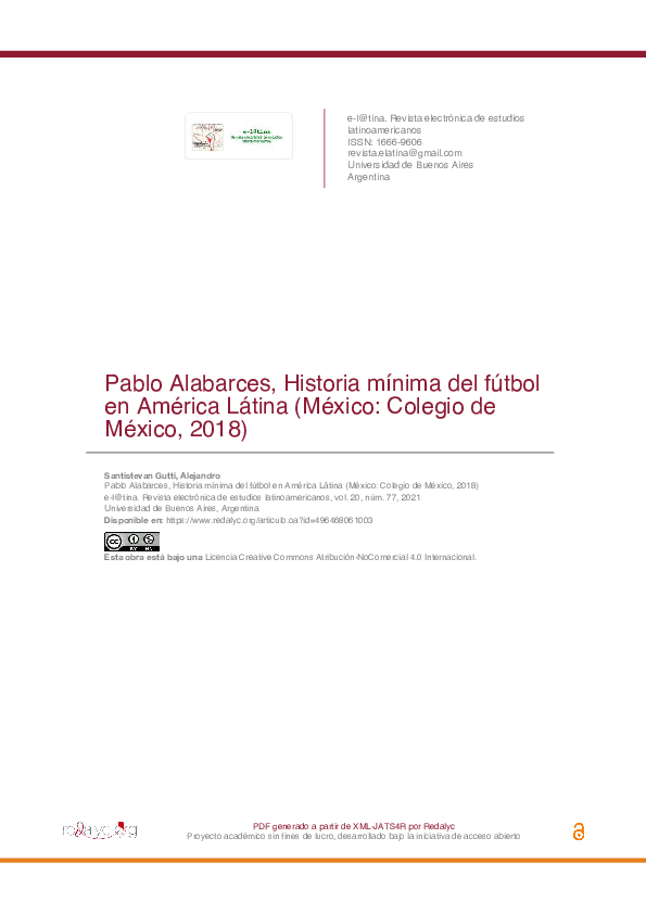 (PDF) Reseña. Pablo Alabarces, Historia mínima del fútbol en América ...