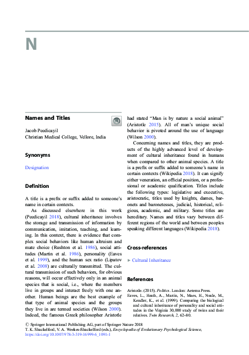 (PDF) Names and Titles