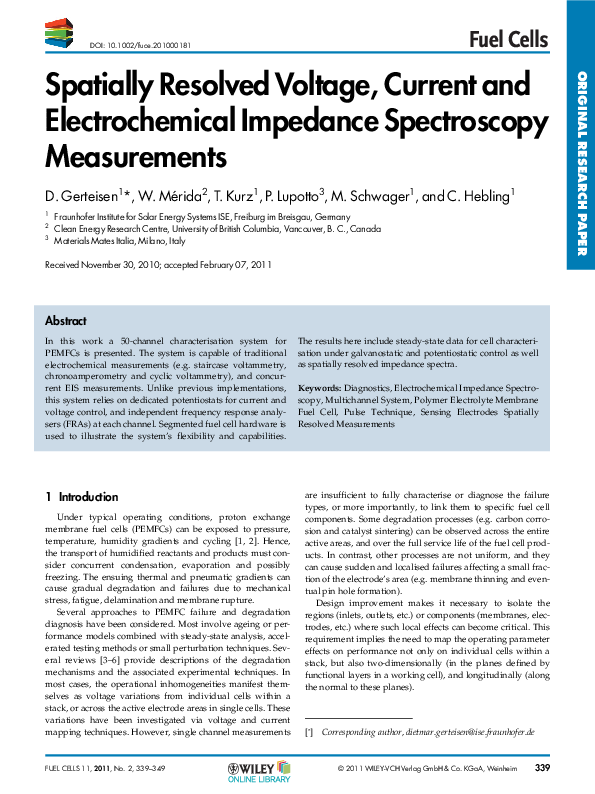 (PDF) Spatially Resolved Voltage, Current and Electrochemical Impedance Spectroscopy Measurements