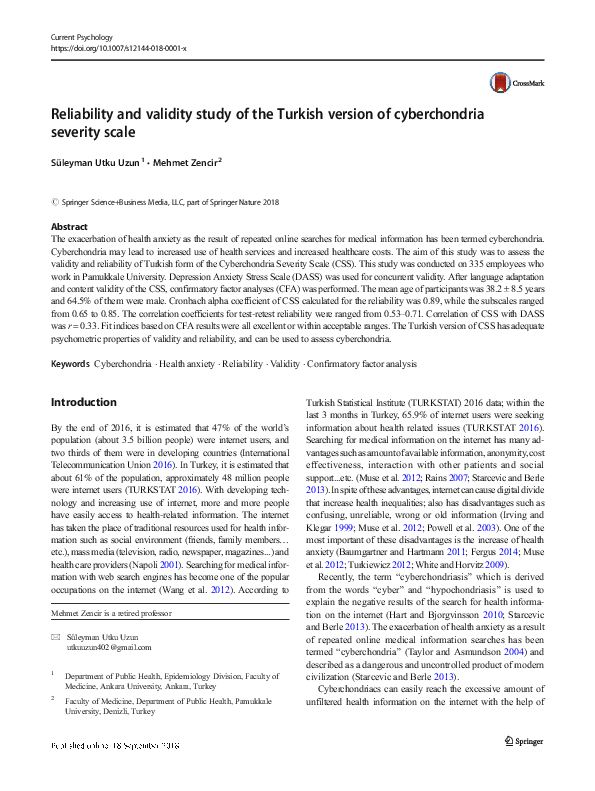 (PDF) Reliability and validity study of a Turkish version of the Communicative Effectiveness ...