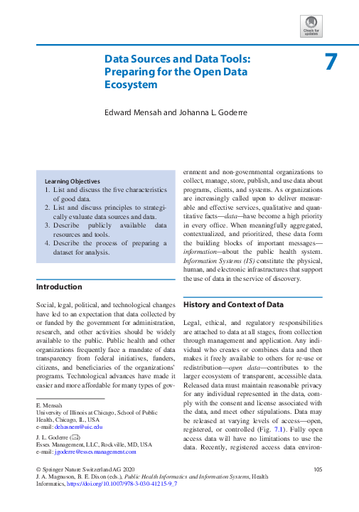 (PDF) Data Sources and Data Tools: Preparing for the Open Data Ecosystem