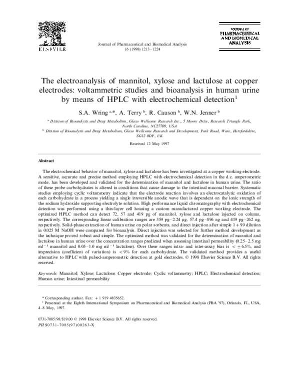 (PDF) The electroanalysis of mannitol, xylose and lactulose at copper ...