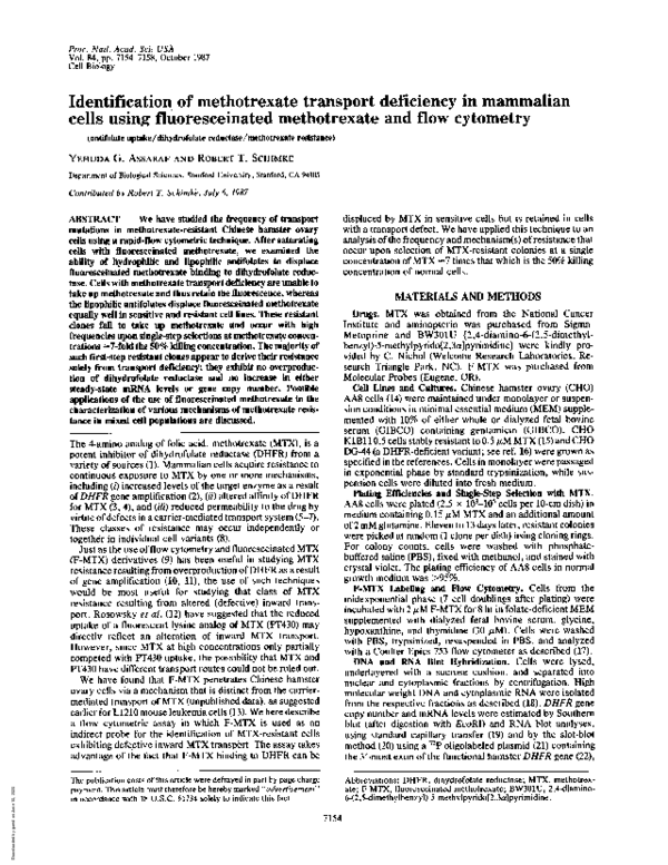 (PDF) Identification of methotrexate transport deficiency in mammalian ...