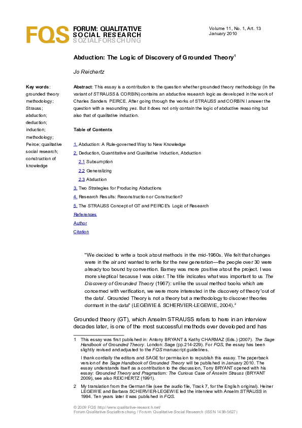(PDF) Abduction: The Logic of Discovery of Grounded Theory – An Updated Review