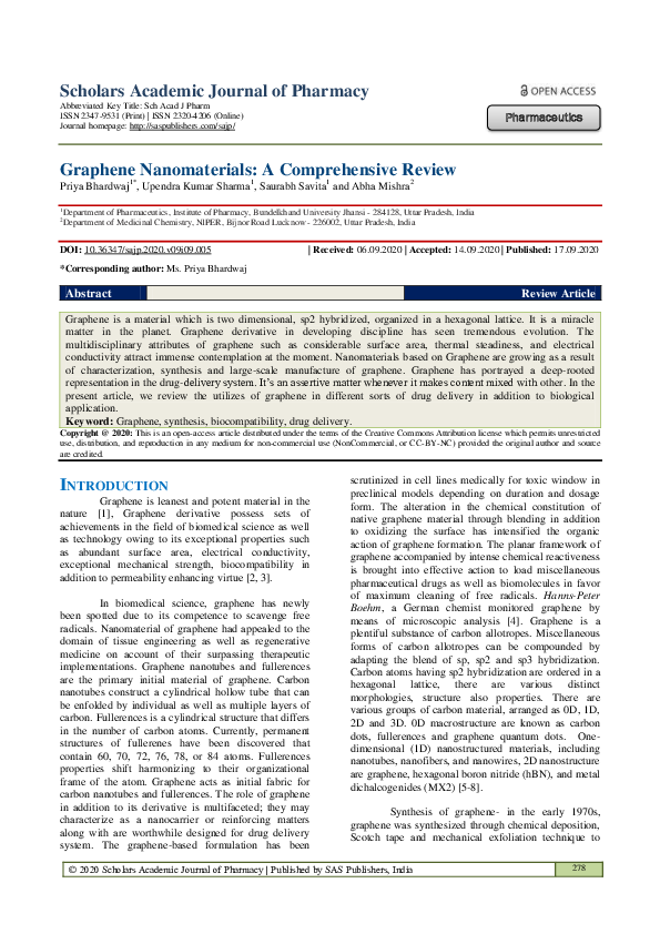 (PDF) Graphene Nanomaterials: A Comprehensive Review