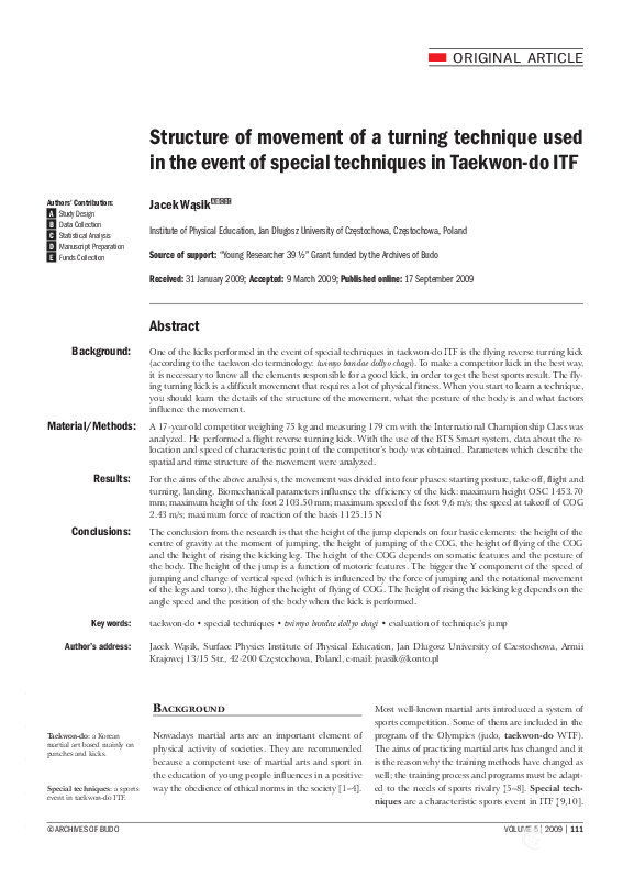 (PDF) Structure of movement of a turning technique used in the event of ...