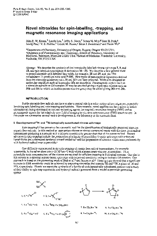 (PDF) Novel nitroxides for spin-labelling, -trapping, and magnetic ...