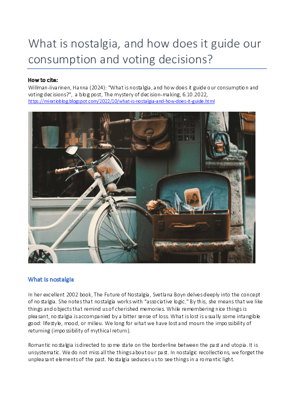 (PDF) What is nostalgia, and how does it guide our consumption and ...