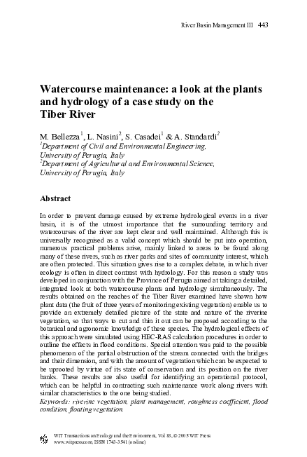 (PDF) Watercourse Maintenance: A Look At The PlantsAnd Hydrology Of A ...