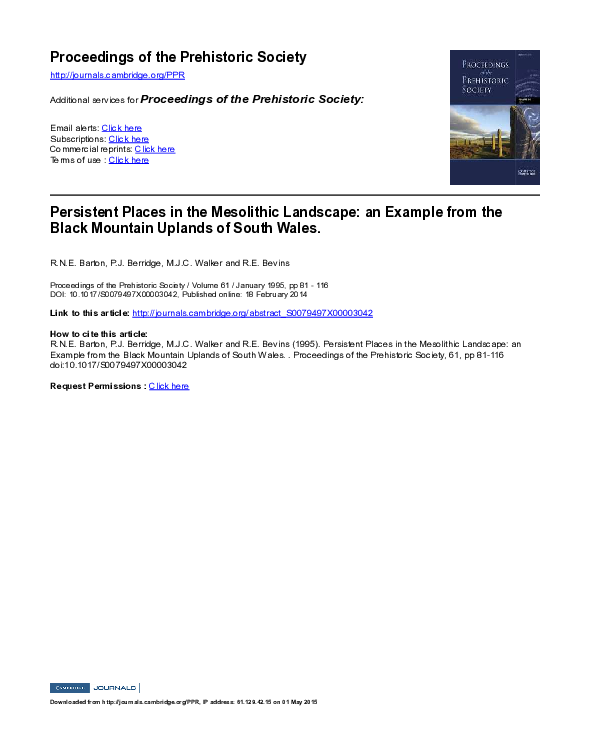 (PDF) Persistent Places in the Mesolithic Landscape: an Example from ...