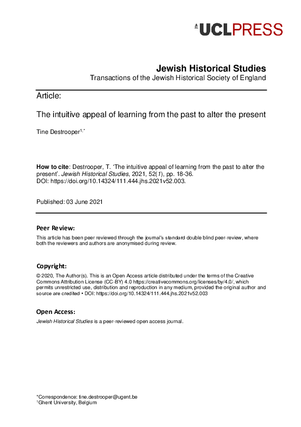 (PDF) The intuitive appeal of learning from the past to alter the present