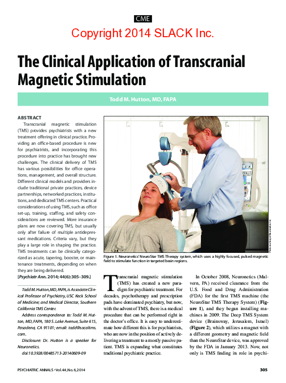 (PDF) The Clinical Application of Transcranial Magnetic Stimulation