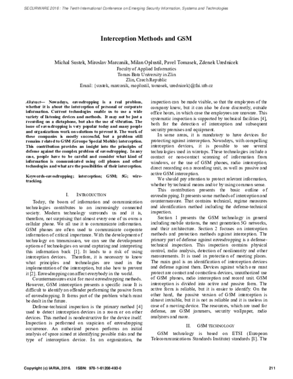 (PDF) Interception Methods and GSM