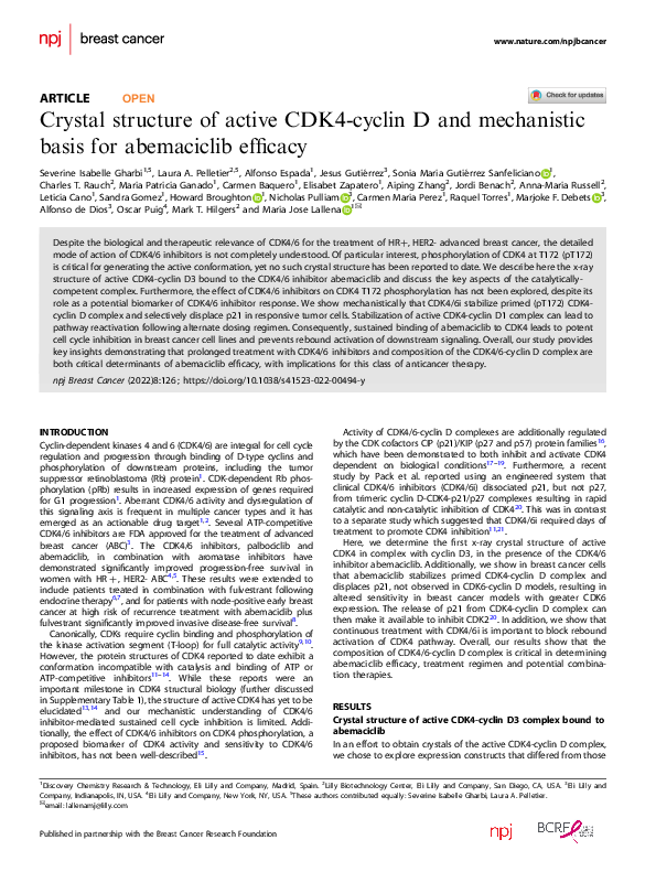 (PDF) Crystal structure of active CDK4-cyclin D and mechanistic basis ...