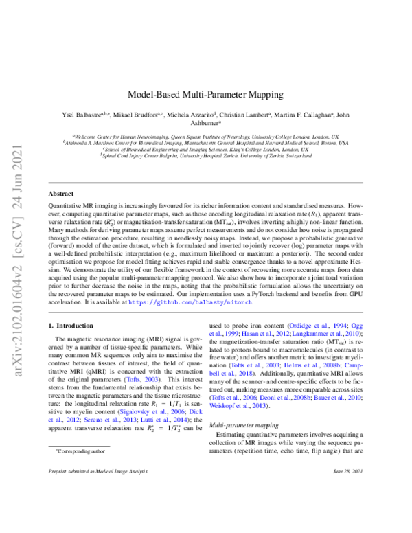 (PDF) Model-based multi-parameter mapping