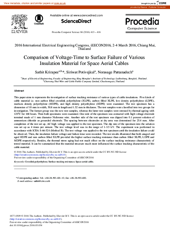 (PDF) Comparison of Voltage-time to Surface Failure of Various ...