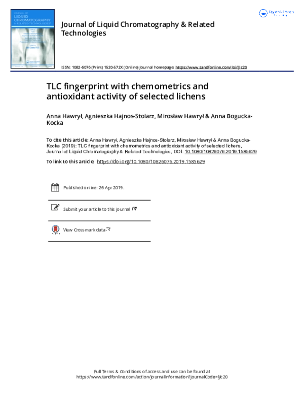 (PDF) TLC fingerprint with chemometrics and antioxidant activity of ...