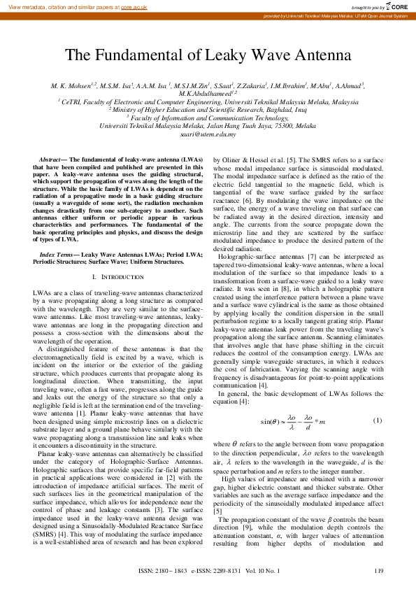 (PDF) The Fundamental of Leaky wave Antenna