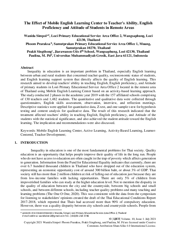 (PDF) The Effect of Mobile English Learning Center to Teacher's Ability ...