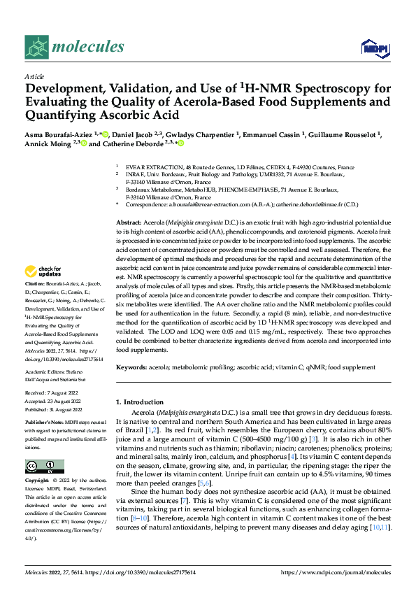(PDF) Development, Validation, and Use of 1H-NMR Spectroscopy for Evaluating the Quality of ...