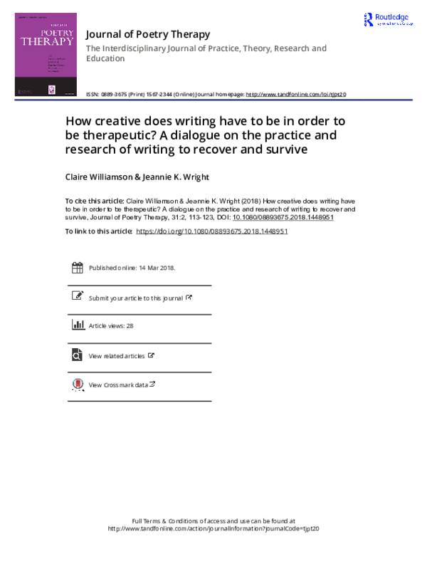 (PDF) How creative does writing have to be in order to be therapeutic ...