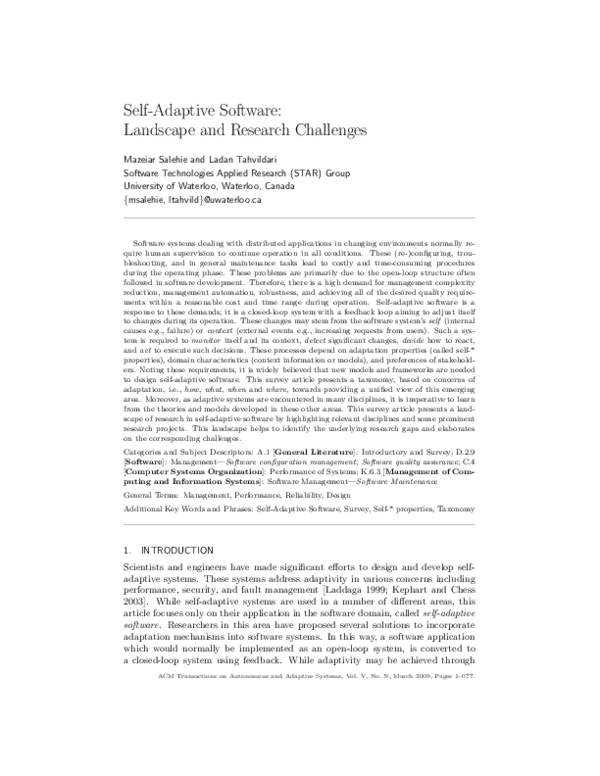 (PDF) Self-adaptive software