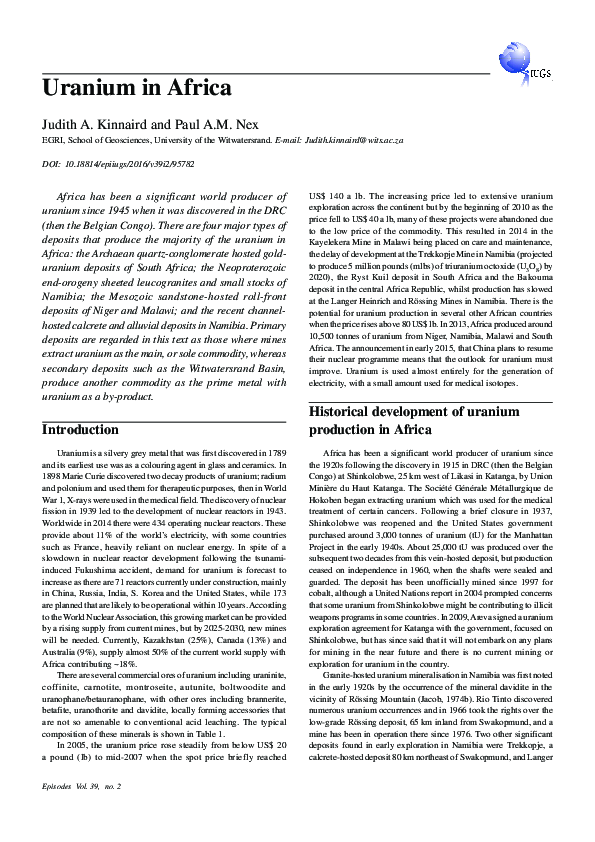 (PDF) Uranium in Africa