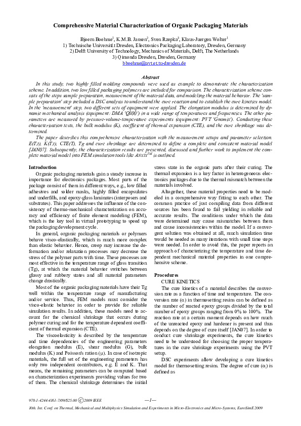 (PDF) Comprehensive material characterization of organic packaging ...