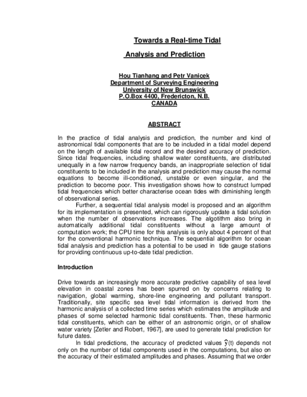 (PDF) Real-Time Tidal Analysis and Prediction Model