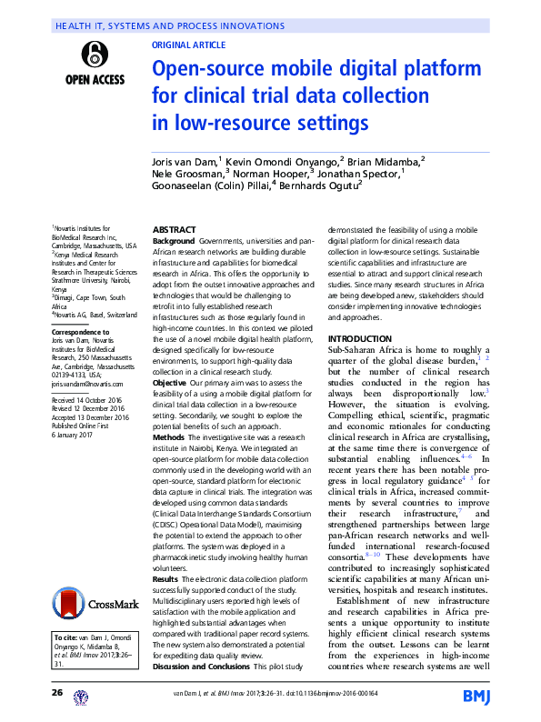 (PDF) Open-source mobile digital platform for clinical trial data ...