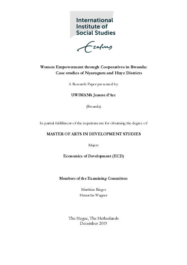 (PDF) Women Empowerment through Cooperatives in Rwanda: Case studies of ...