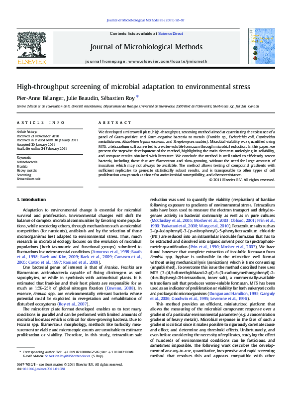 (PDF) High-throughput screening of microbial adaptation to ...