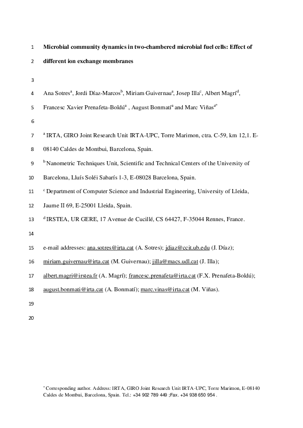 (PDF) Microbial community dynamics in two-chambered microbial fuel ...