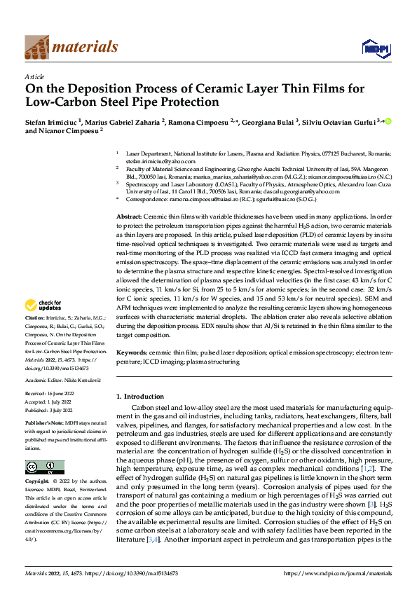 (PDF) On the Deposition Process of Ceramic Layer Thin Films for Low ...