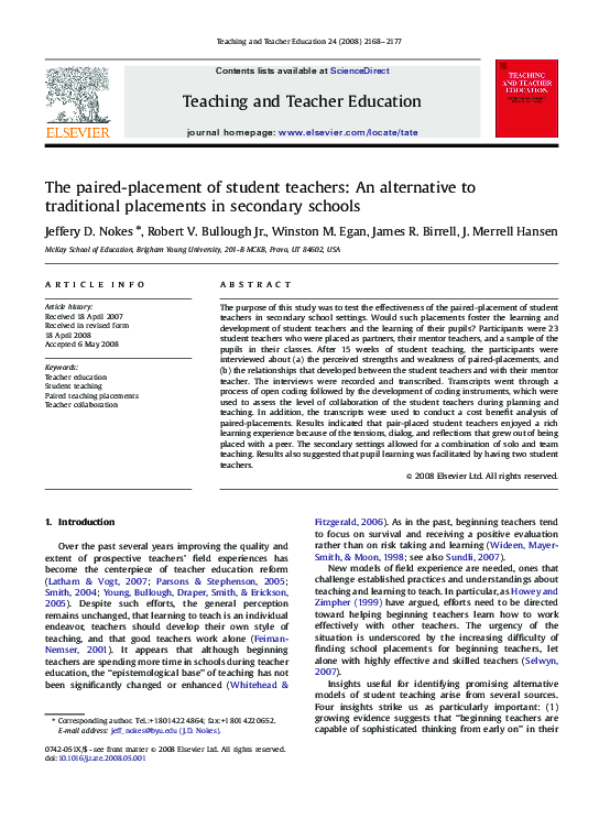 (PDF) The paired-placement of student teachers: An alternative to ...