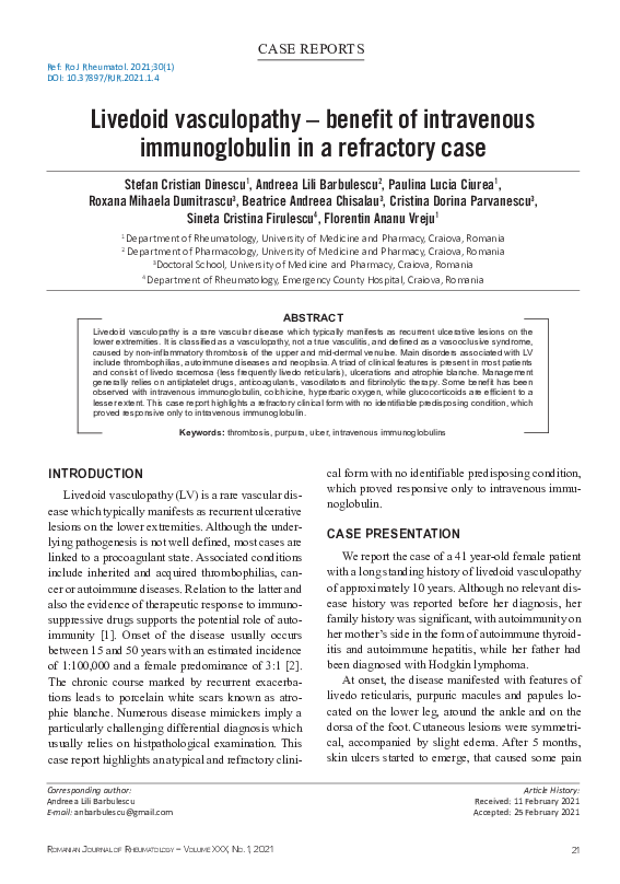 (PDF) LIVEdoid vasculopathy – benefit of intravenous immunoglobulin in ...