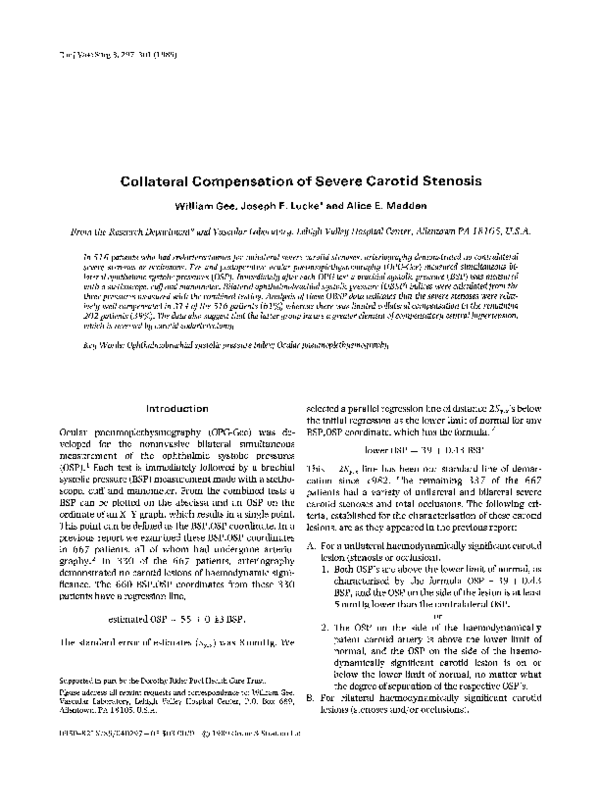 (PDF) Collateral compensation of severe carotid stenosis