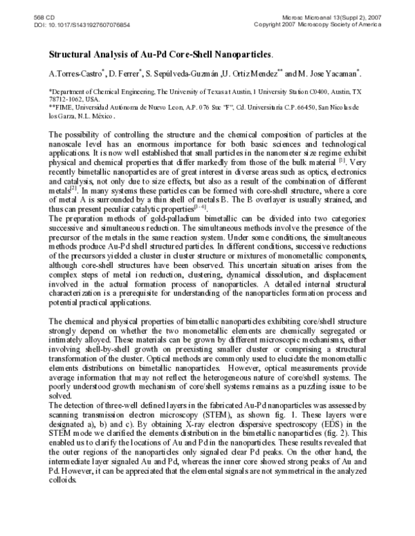 (PDF) Structural Analysis of Au-Pd Core-Shell Nanoparticles