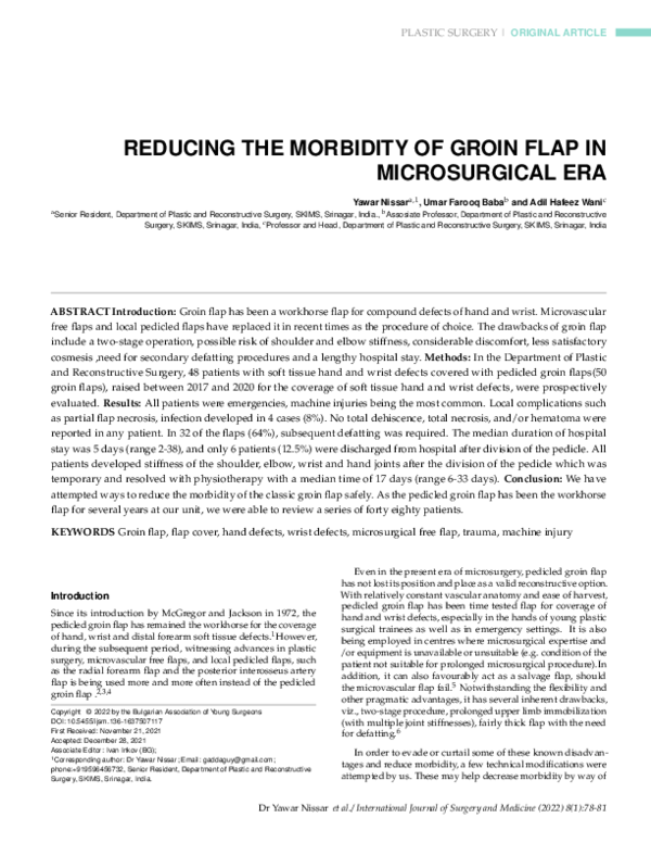 (PDF) Reducing the morbidity of groin flap in microsurgical era