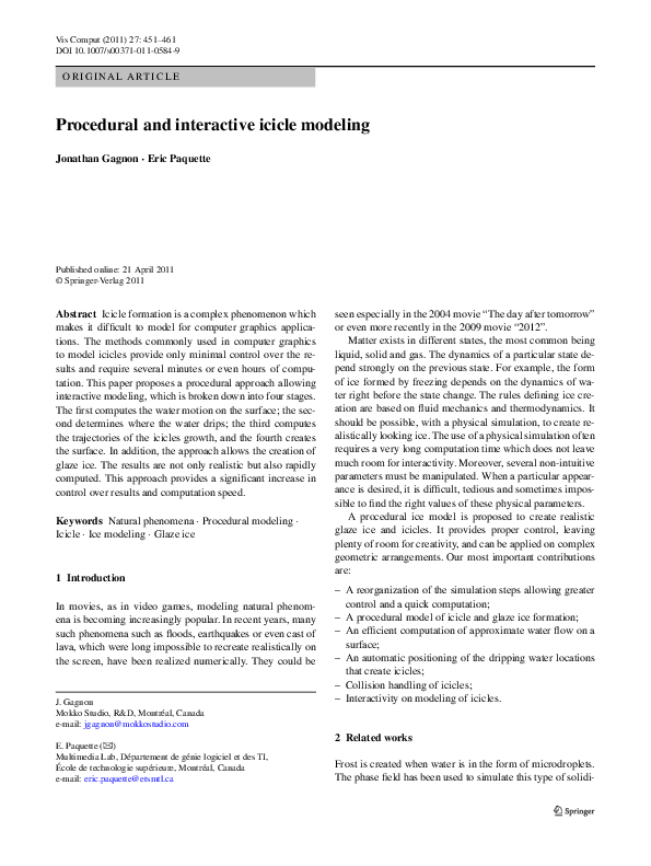 (PDF) Procedural and interactive icicle modeling